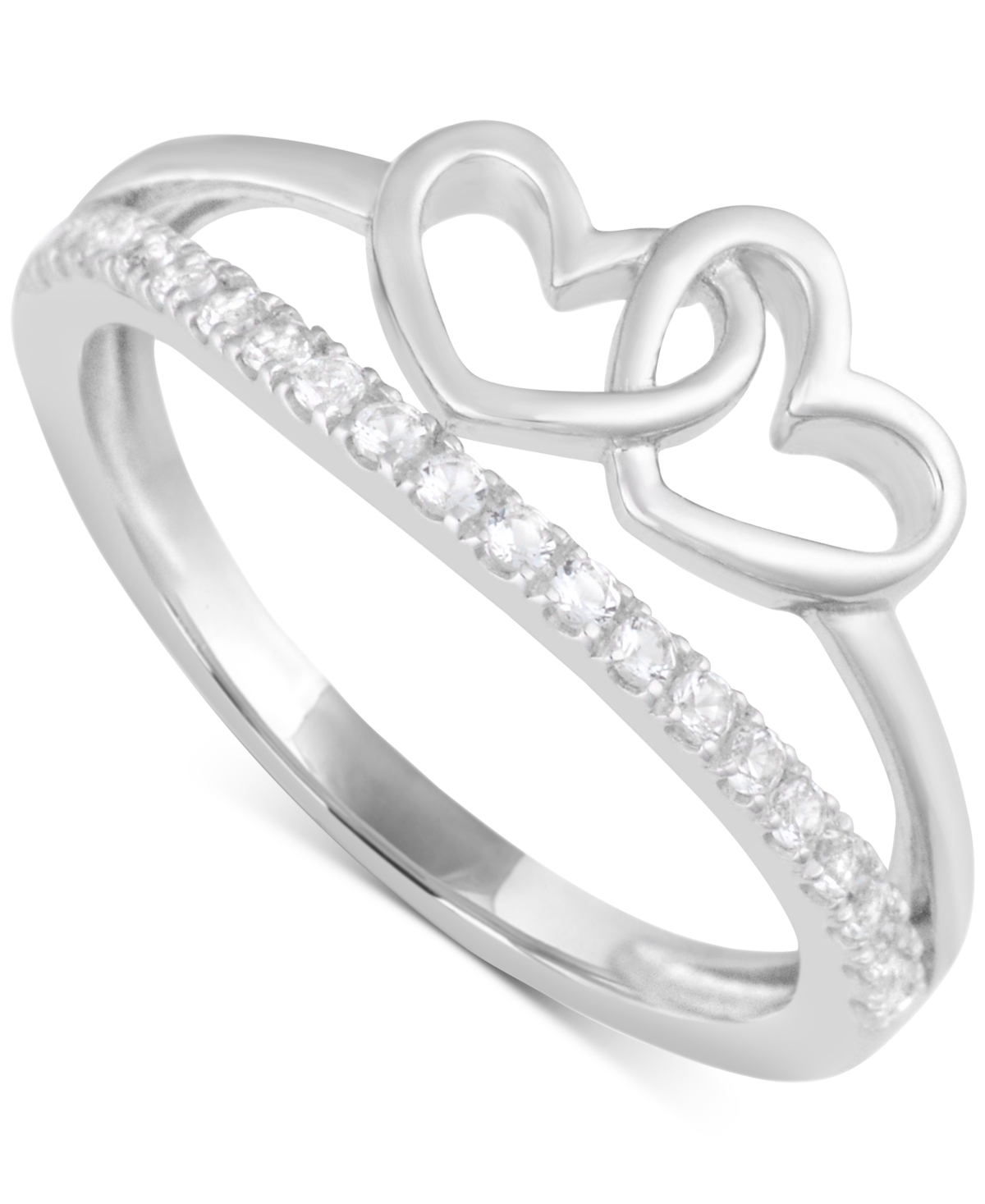 Click here for White Topaz 1/4 ct. t.w. Double-Heart Promise Ring... prices