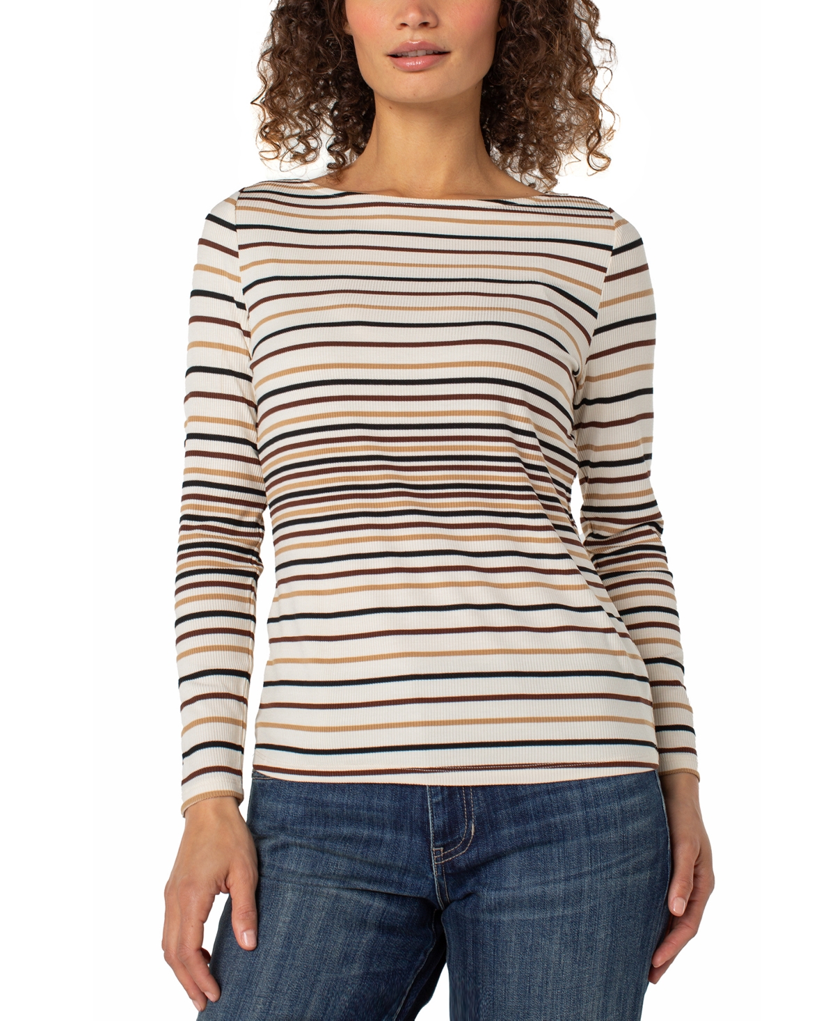 Click here for Liverpool Los Angeles Petite Striped Boat-Neck Top... prices