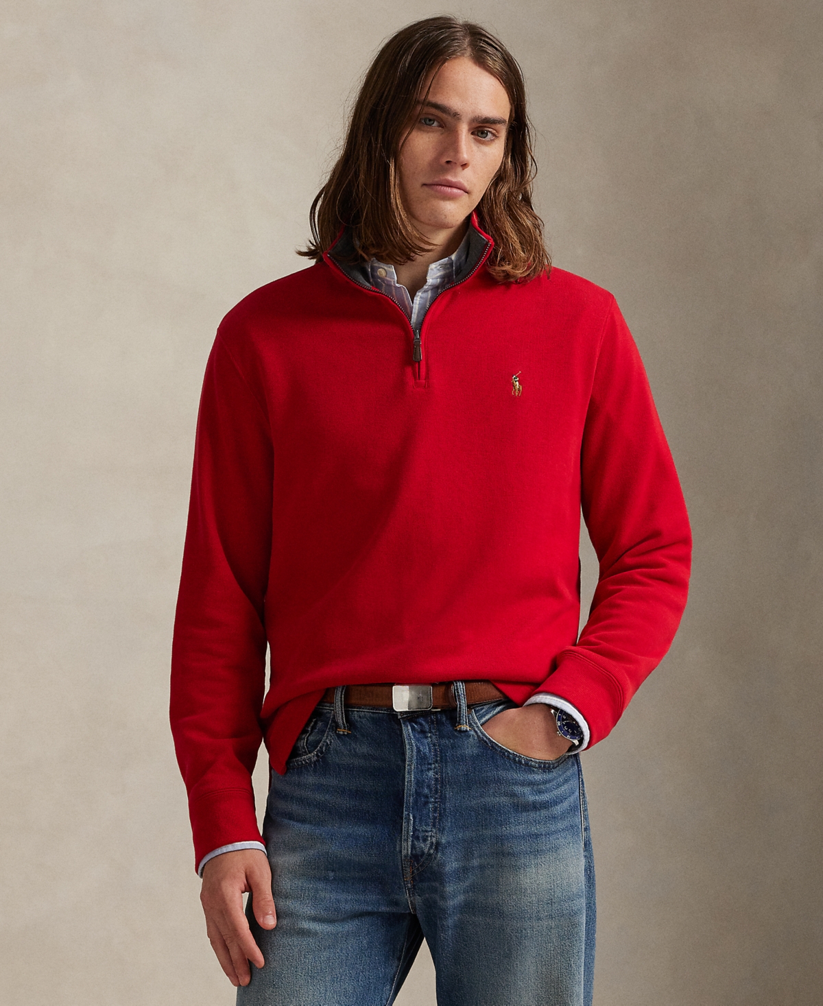 Click here for Polo Ralph Lauren Mens Estate-Rib Cotton Quarter-Z... prices