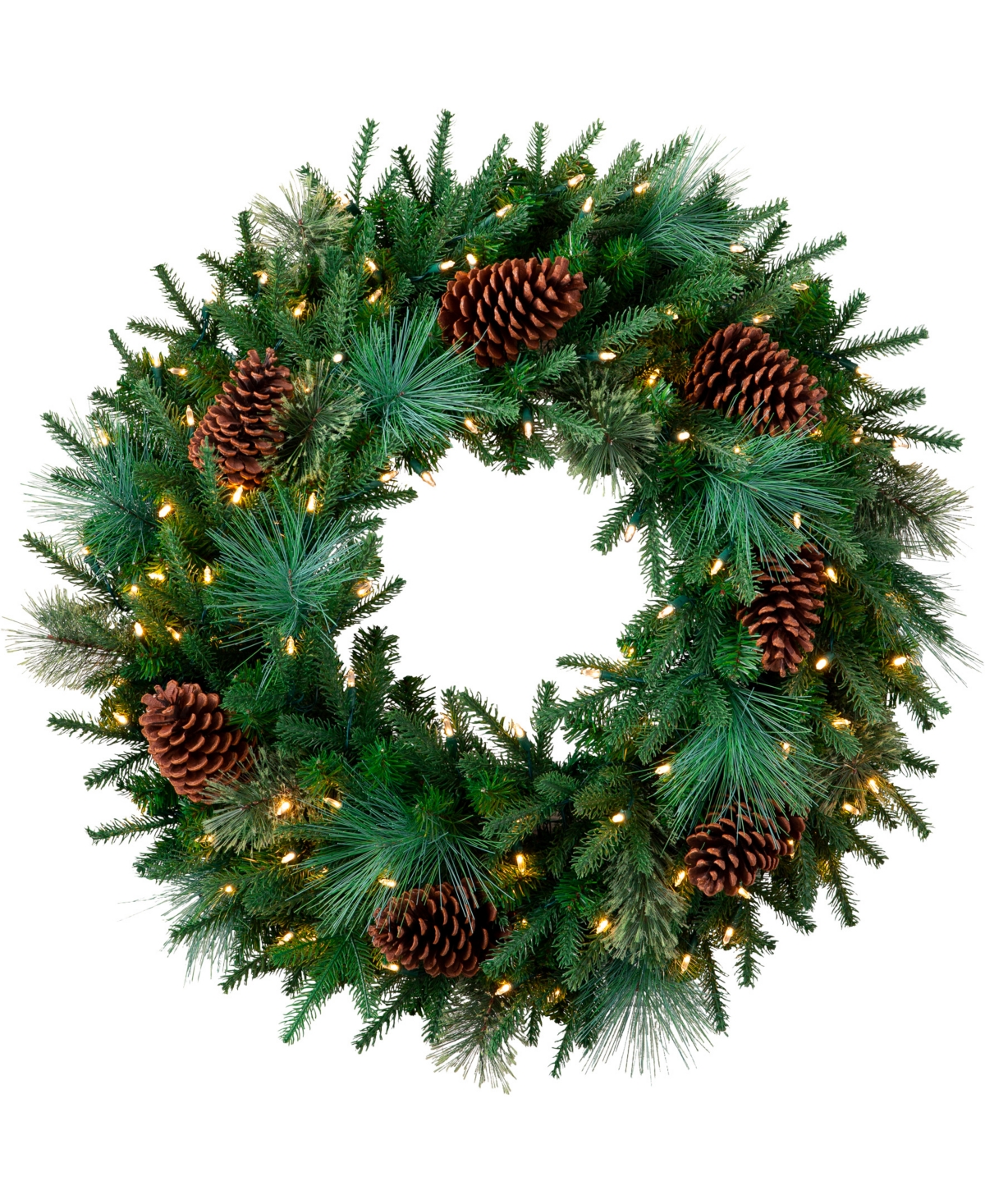 Click here for Balsam Hill 34 Mixed Pre-Lit Wreath - Green prices