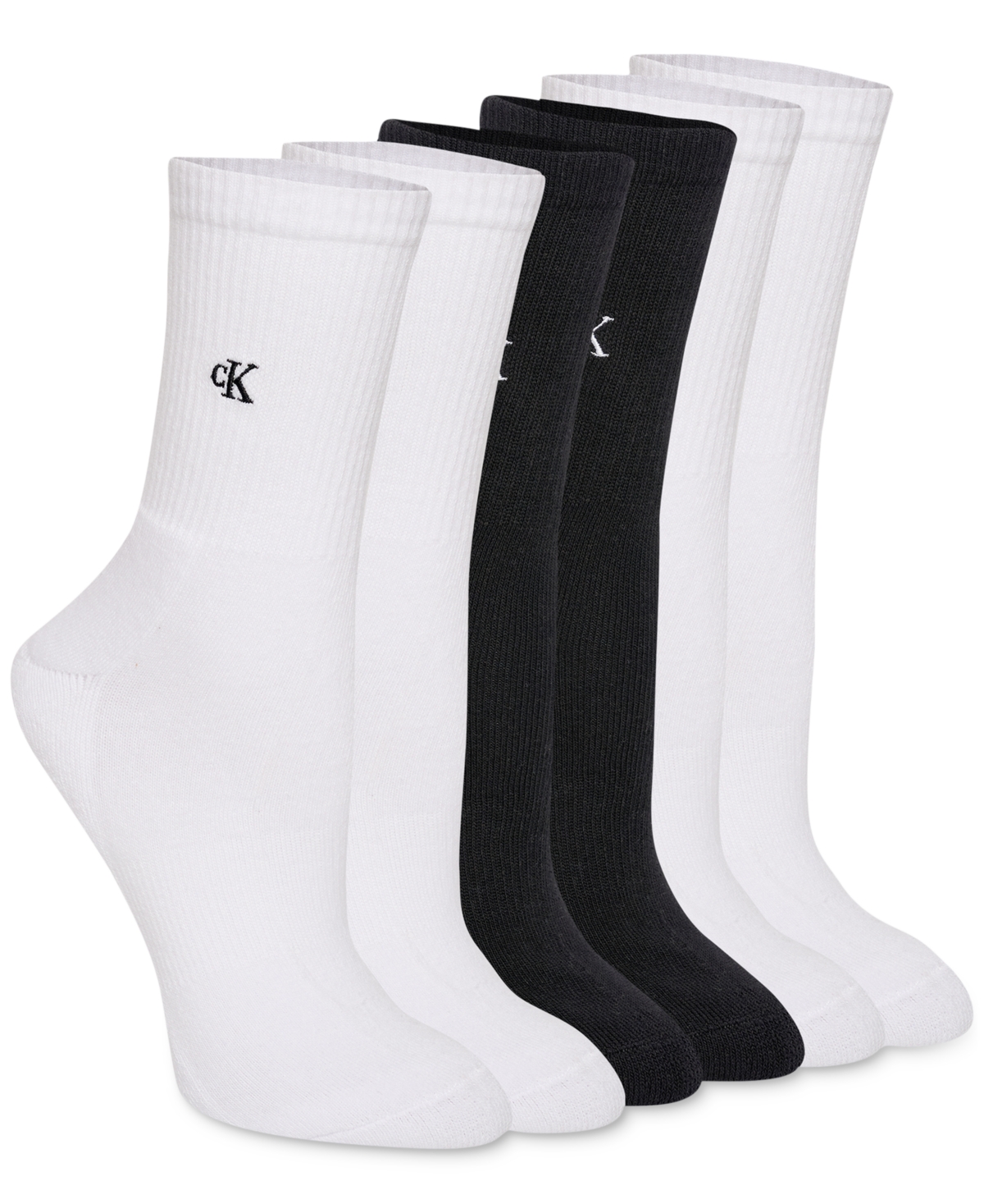 Calvin Klein Womens 3-Pk. Embroidered Logo Crew Socks CJW251CR02 - 3Pk Logo Cushion Crew