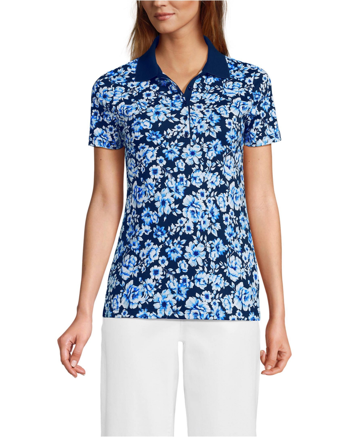 Click here for Lands End Womens Supima Cotton Polo Shirt - Deep s... prices