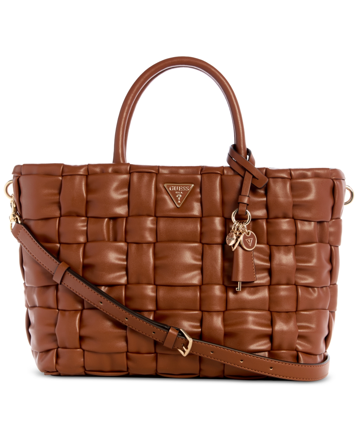 Click here for Guess Marion Quilted Large Satchel Bag - Taupe prices