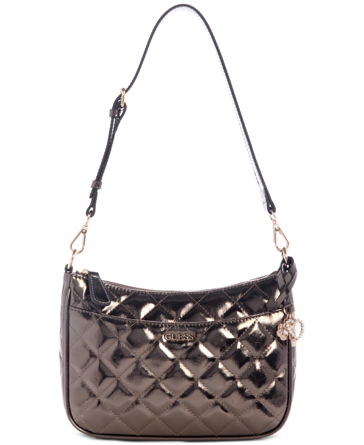 Click here for Guess Tinsley Medium Quilted Shoulder Bag - Silver prices