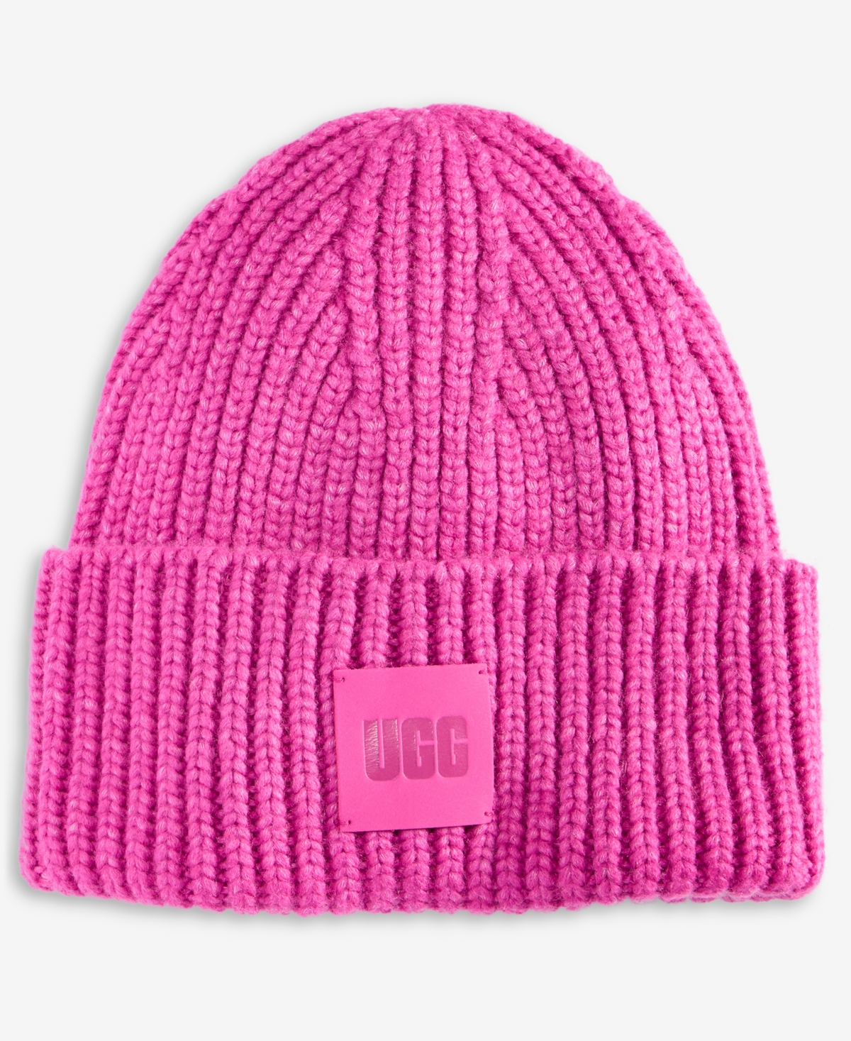Click here for Ugg Womens Chunky Rib-Knit Logo-Patch Beanie - Chr... prices