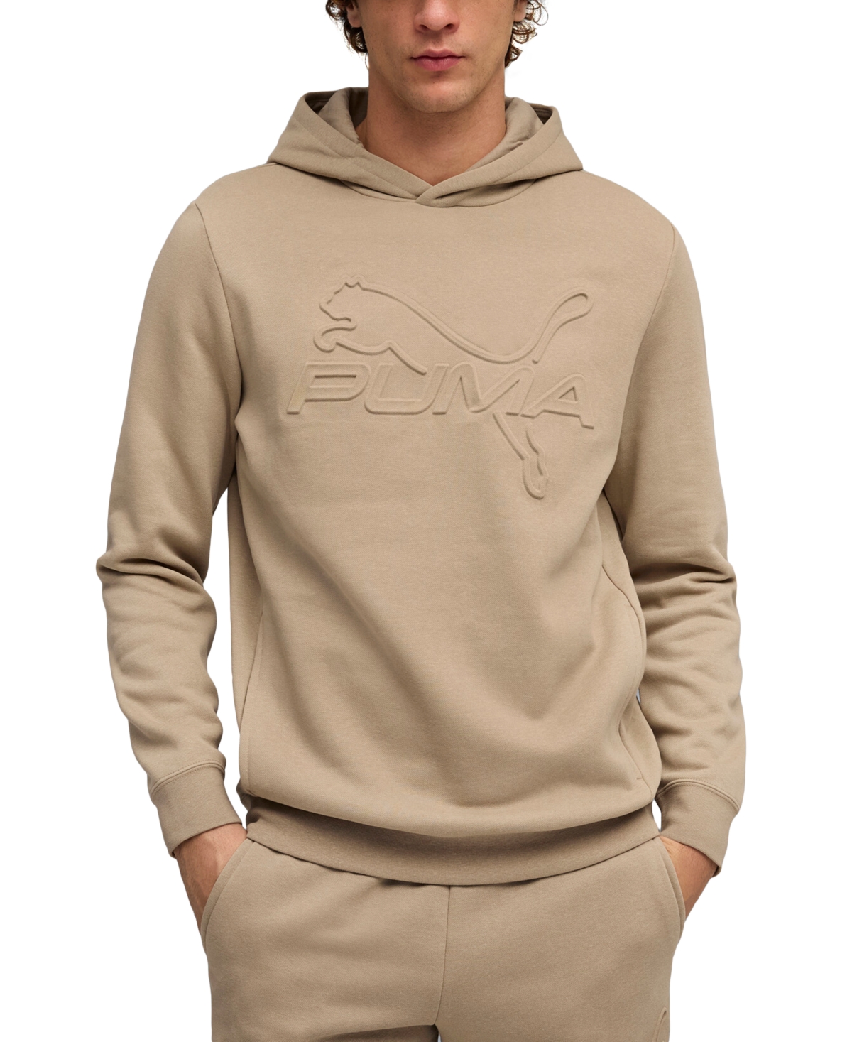 Puma Mens Embossed Logo Hoodie - Ice Coffee