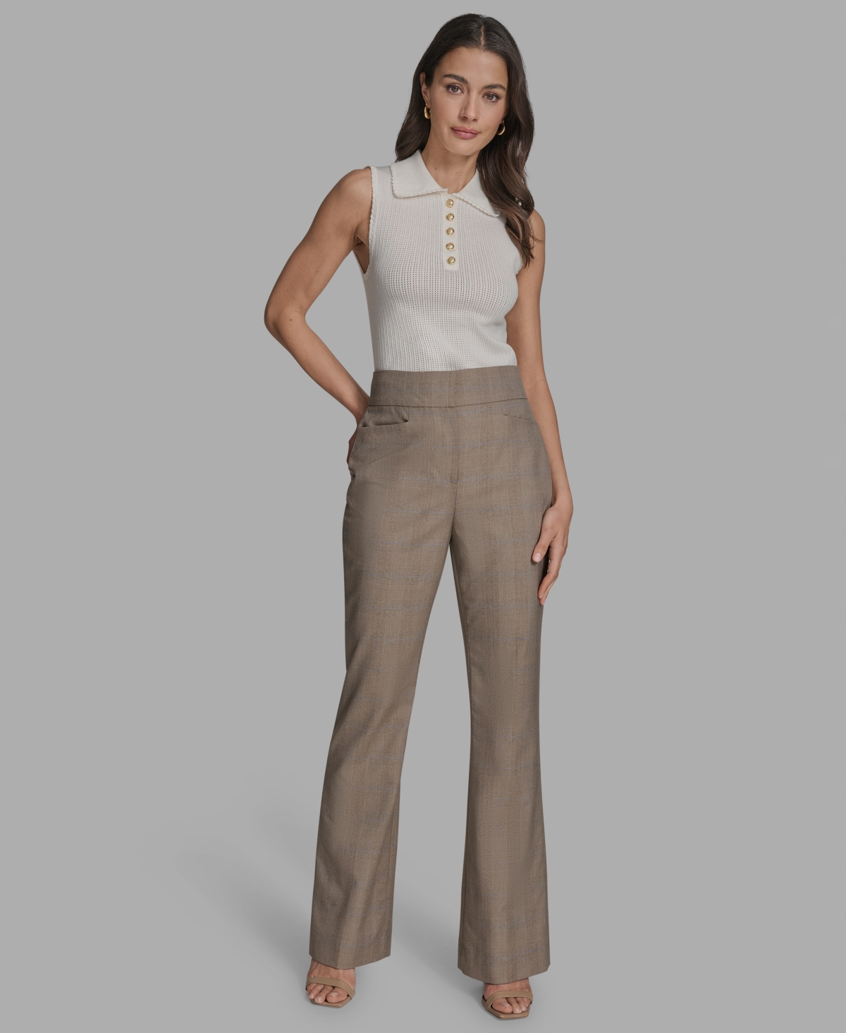 Click here for Bcbg Womens Plaid Trousers - Moonlight Sand Multi prices