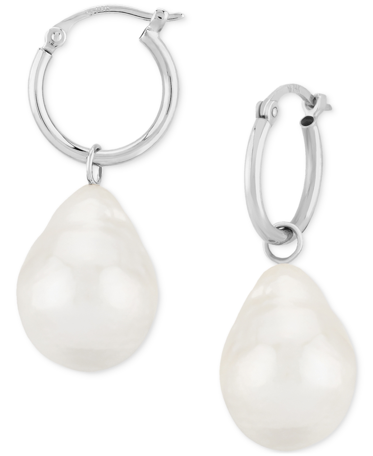 Click here for Cultured Freshwater Baroque Pearl (12mm) Dangle Ho... prices