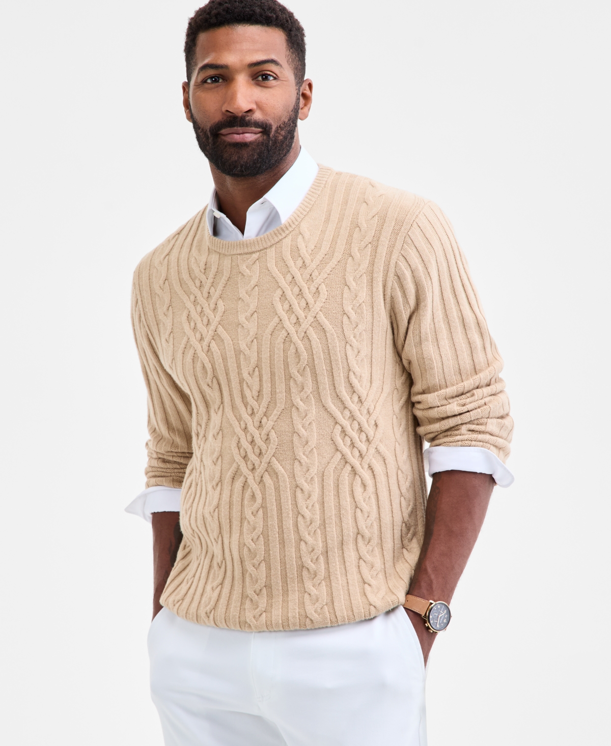 Click here for Club Room Mens Mixed Cable-Knit Crewneck Sweater... prices