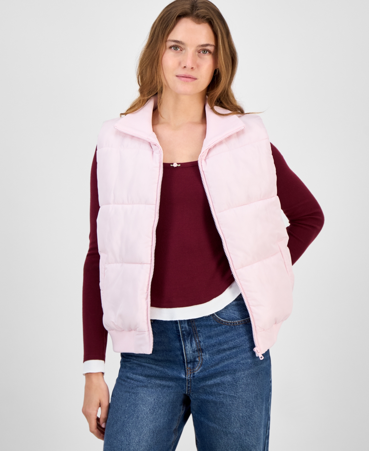 Click here for Madden Girl Womens Ribbed-Trim Puffer Vest - Balle... prices