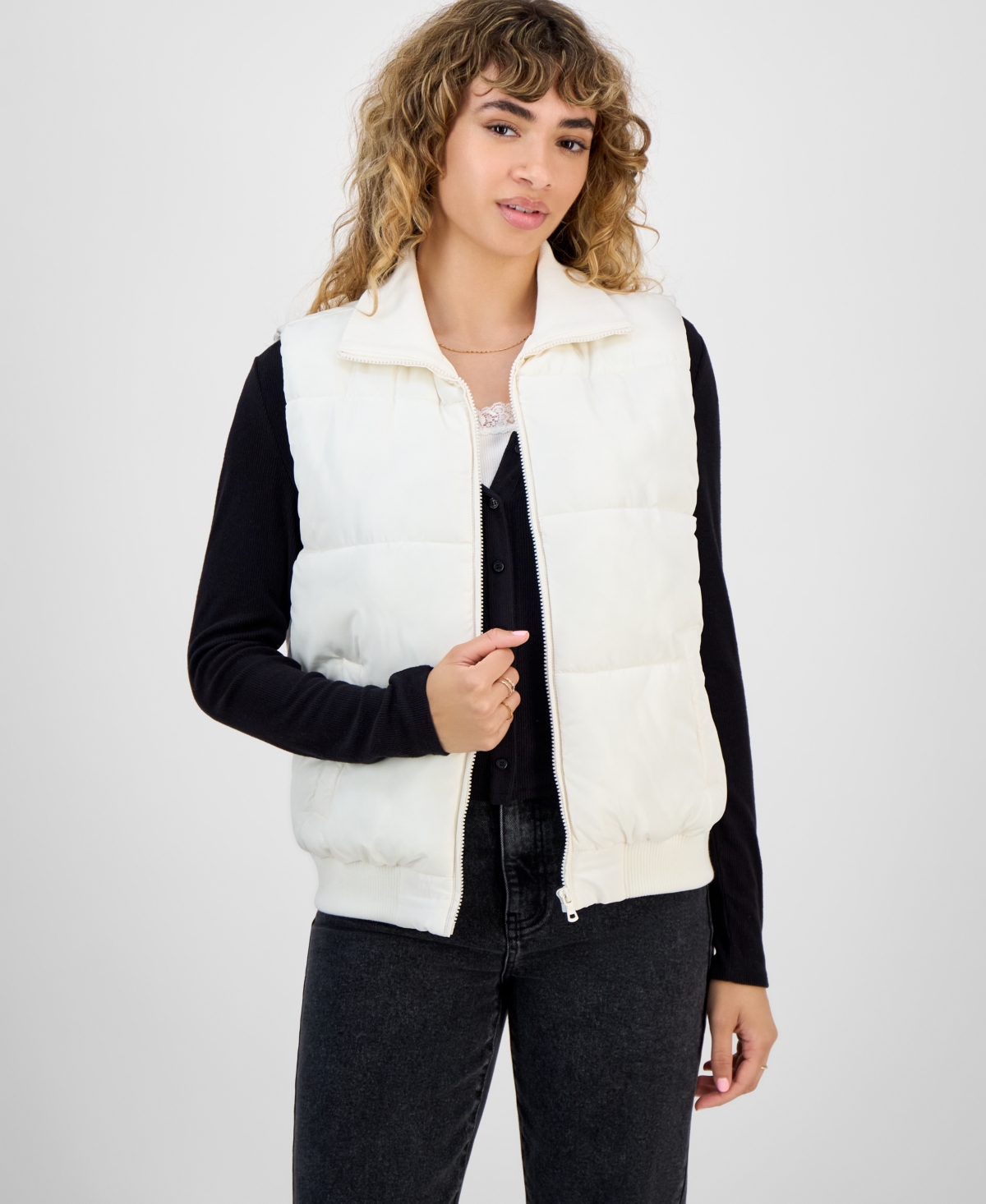 Click here for Madden Girl Womens Ribbed-Trim Puffer Vest - Whisp... prices