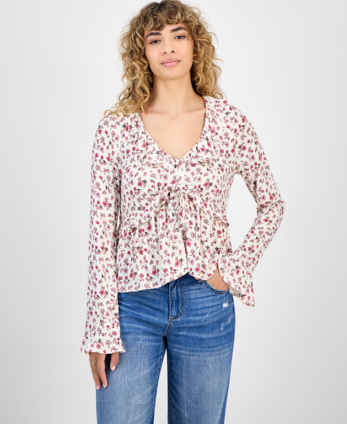 Click here for Self Esteem Juniors Ruffled Babydoll Top - White F... prices