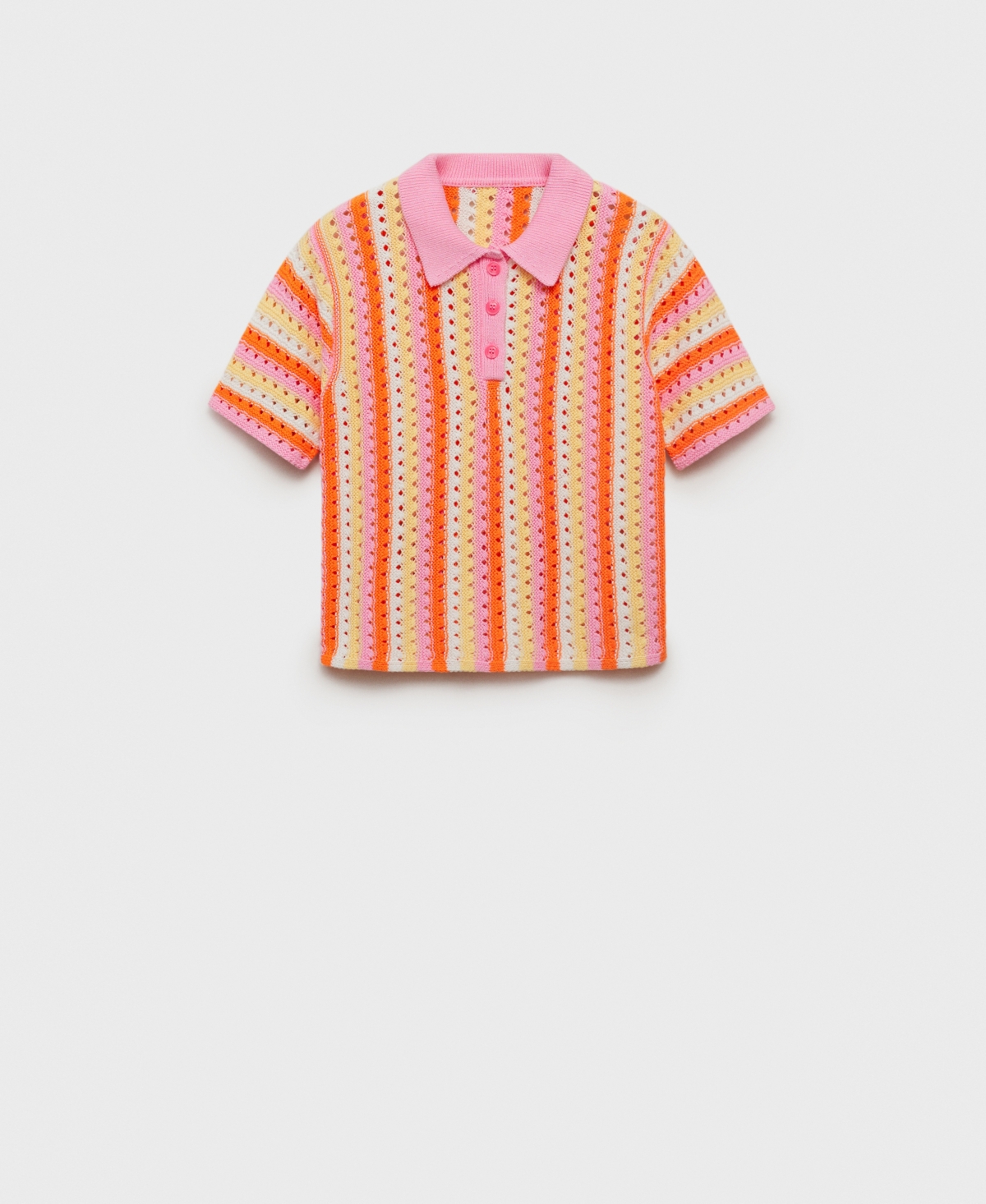 Click here for Mango Womens Striped Openwork Knit Sweater - Pink prices