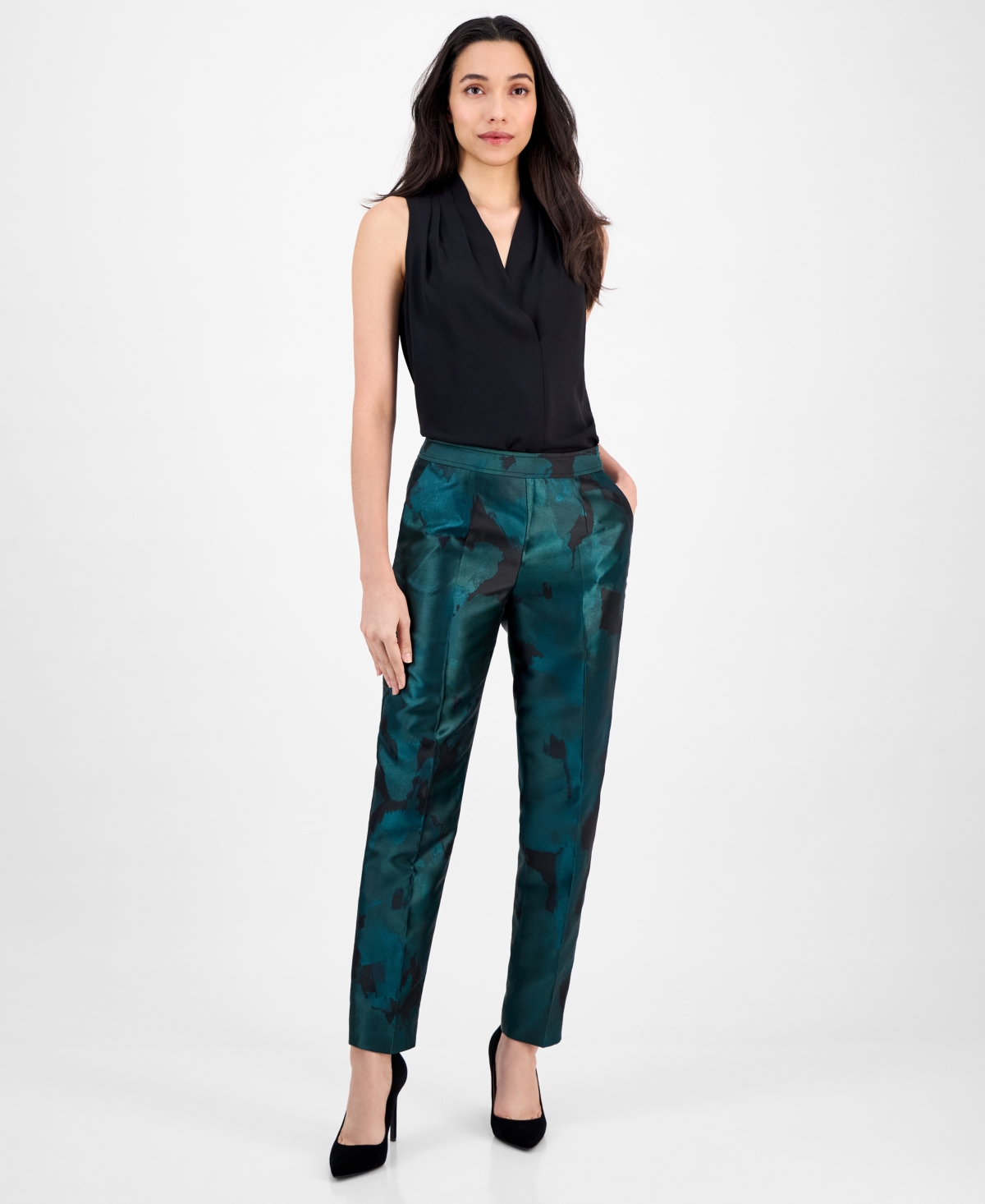 Click here for Anne Klein Womens Jacquard Mid-Rise Side-Zip Ankle... prices