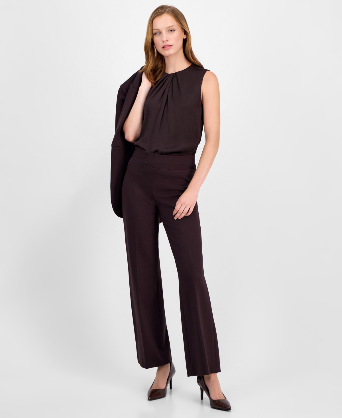 Click here for Anne Klein Petite Wide-Leg Compression Pants - Dee... prices