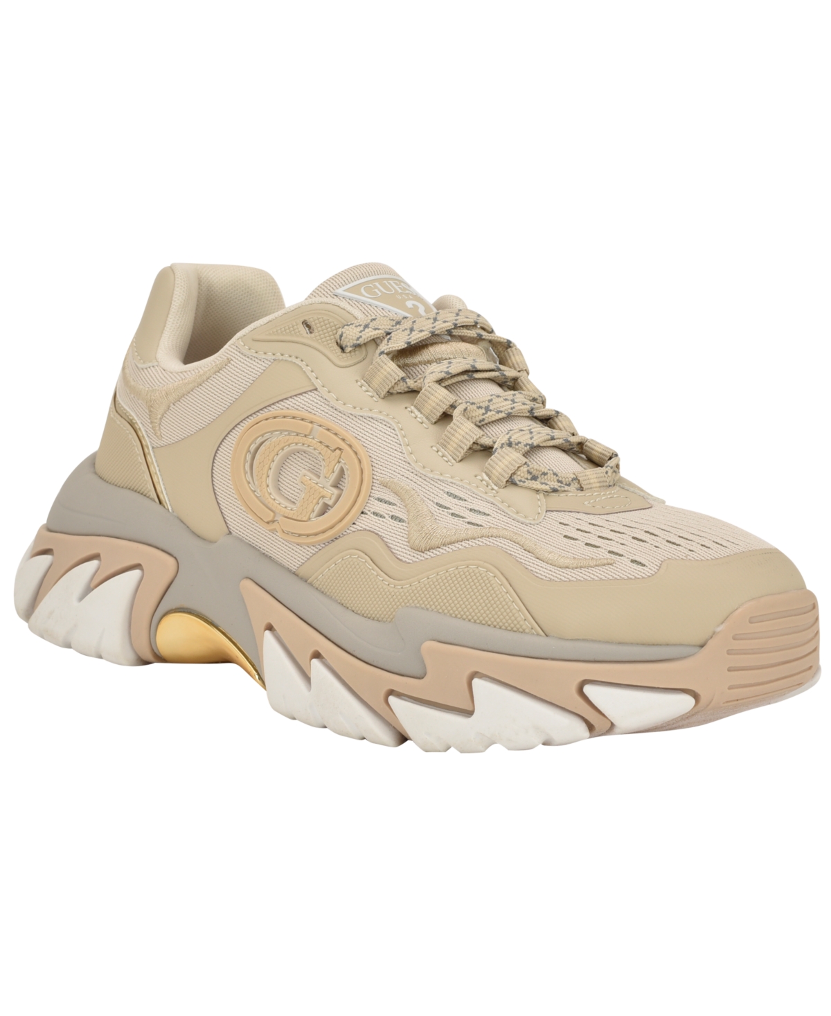 Guess Womens Nennzo Cat Claw Chunky Fashion Lace-Up Sneakers - Taupe Multi