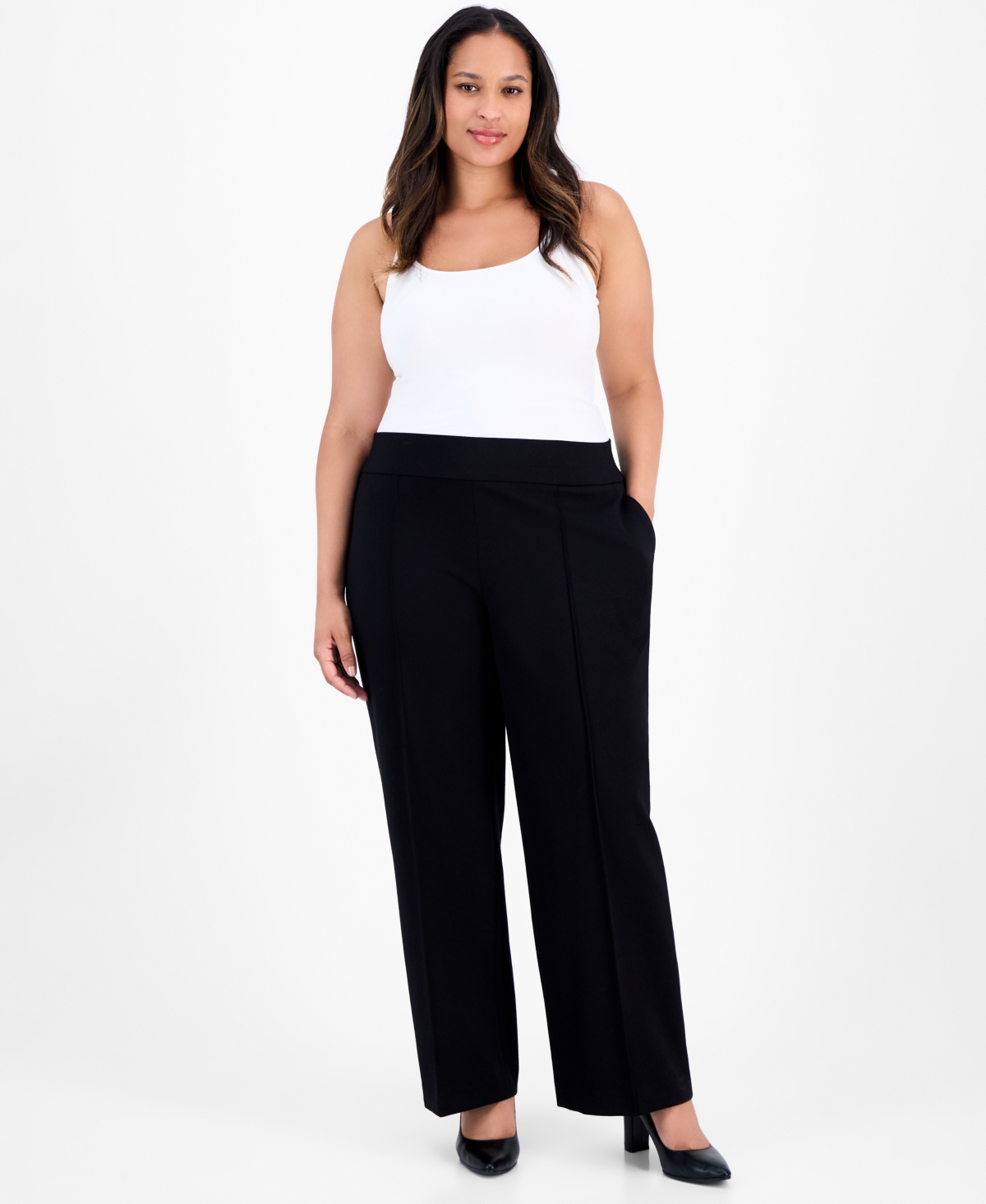 Click here for Jones New York Plus Size High-Rise Pintuck Pull-On... prices
