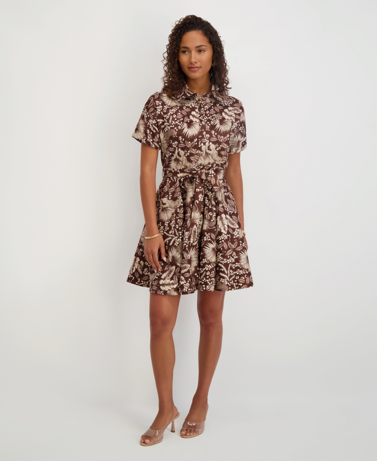 Click here for kensie Womens Printed Short-Sleeve Shirtdress - Ch... prices