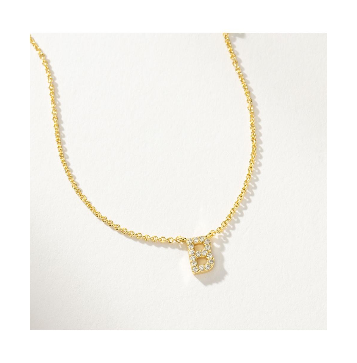 Click here for 14k Gold-Plated Pave Initial Necklace - Gold b prices
