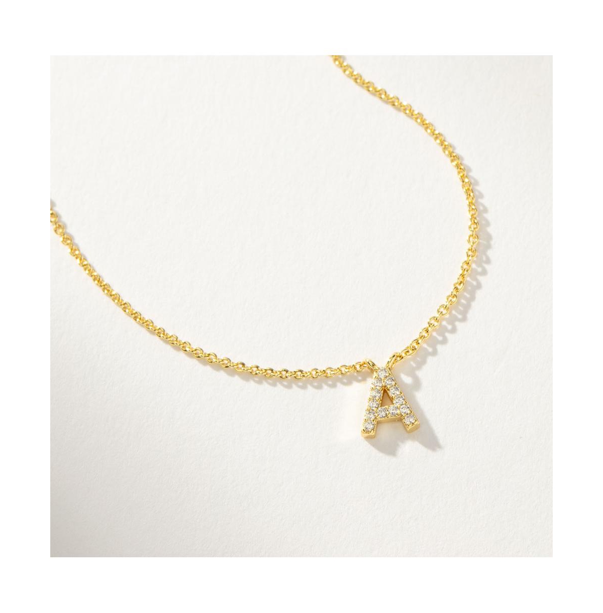 Click here for 14k Gold-Plated Pave Initial Necklace - Gold a prices