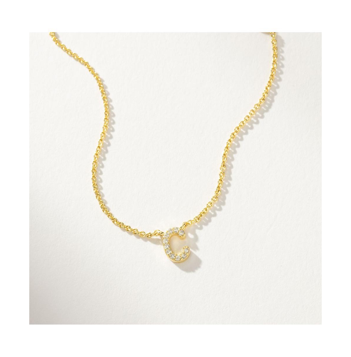 Click here for 14k Gold-Plated Pave Initial Necklace - Gold c prices