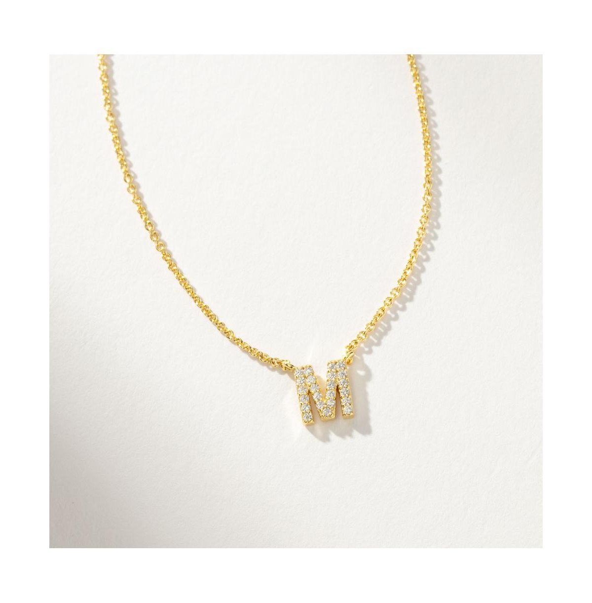 Click here for 14k Gold-Plated Pave Initial Necklace - Gold m prices