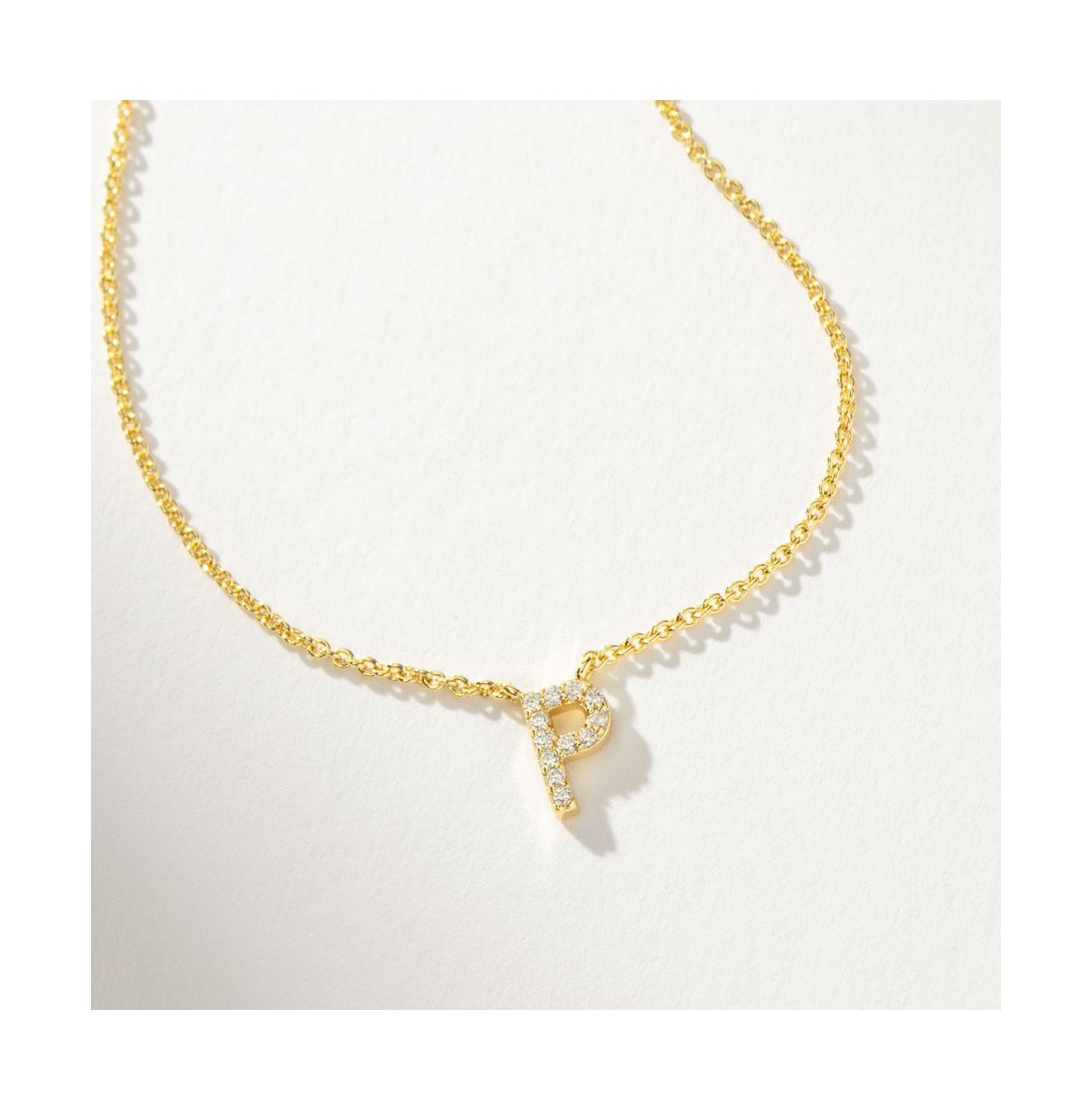 Click here for 14k Gold-Plated Pave Initial Necklace - Gold p prices