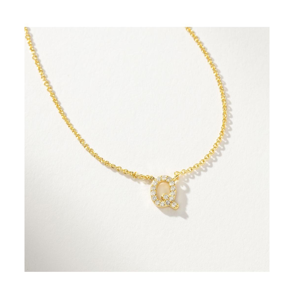 Click here for 14k Gold-Plated Pave Initial Necklace - Gold q prices