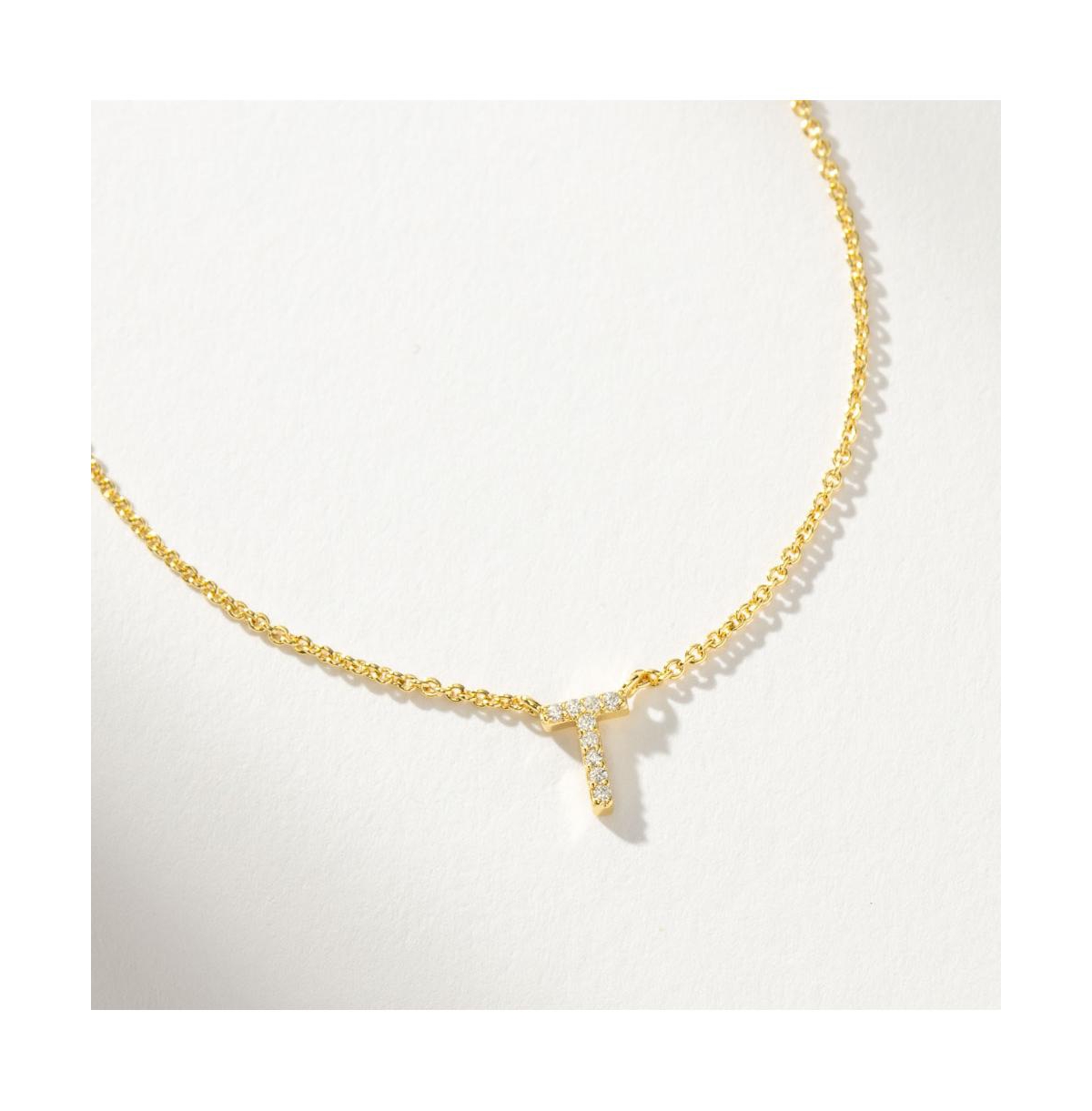 Click here for 14k Gold-Plated Pave Initial Necklace - Gold t prices