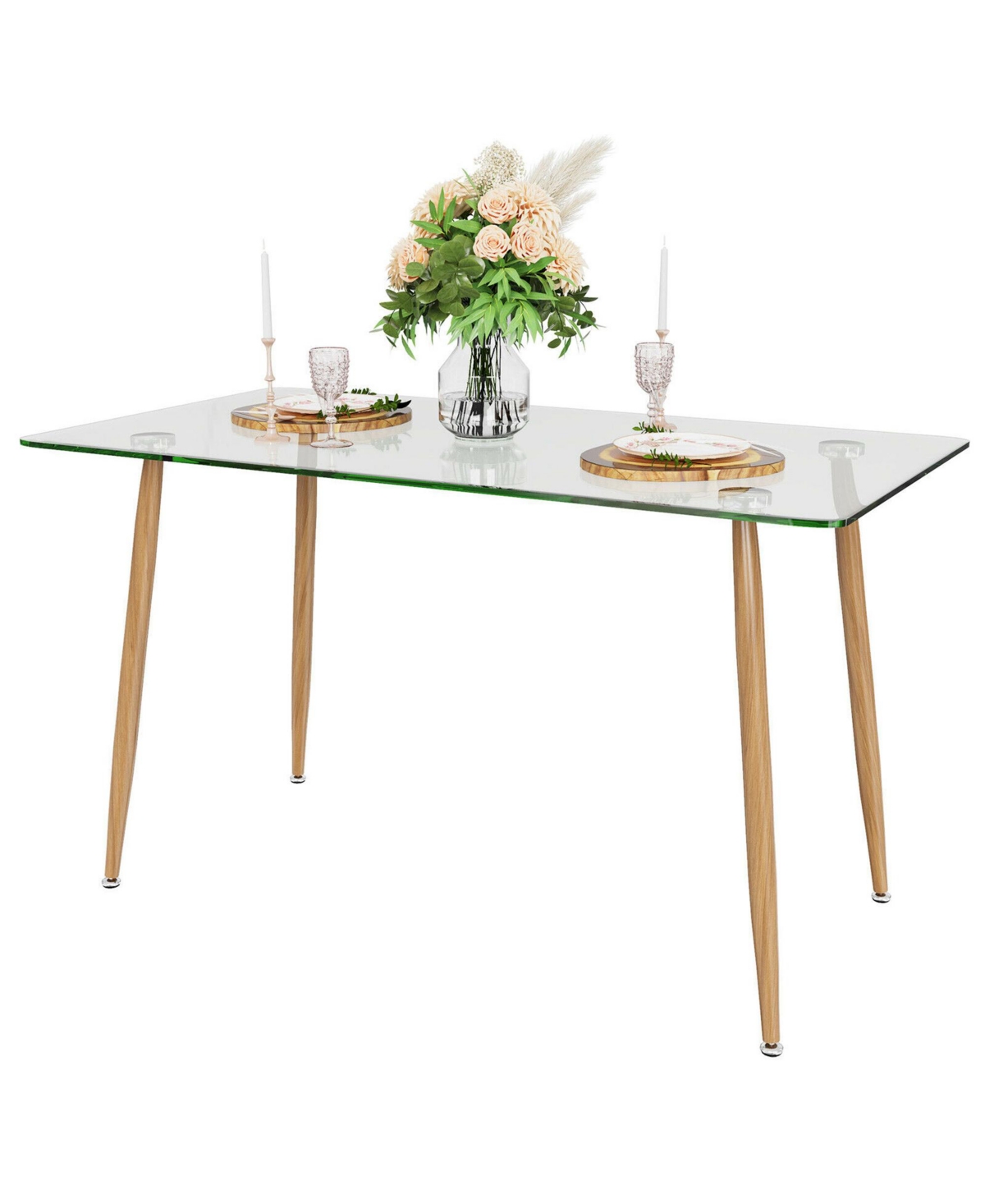 Click here for Gymax Modern Glass Dining Table Rectangular Dining... prices