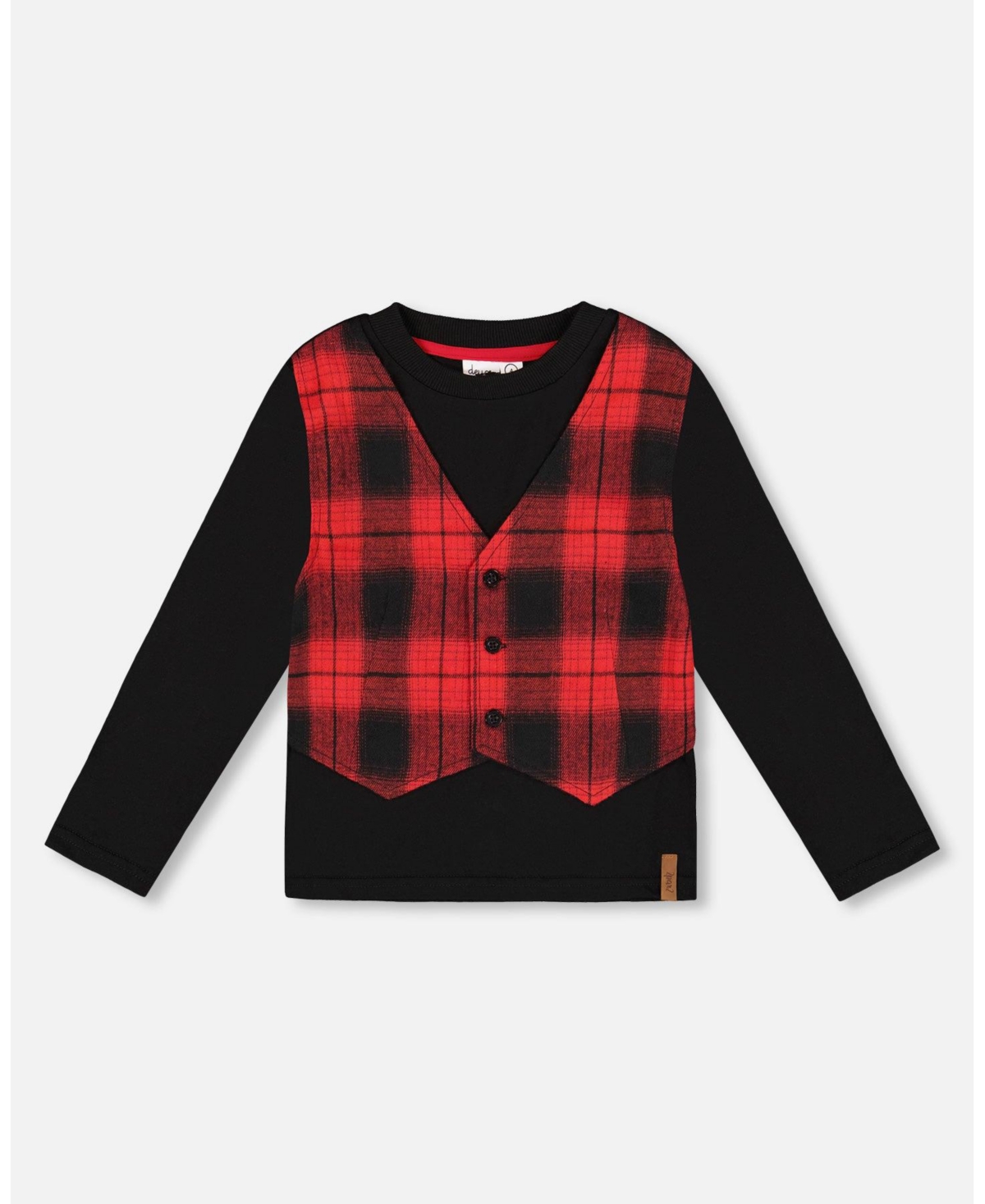 Click here for Deux par Deux Baby Boy T-Shirt with Plaid Vest Red... prices