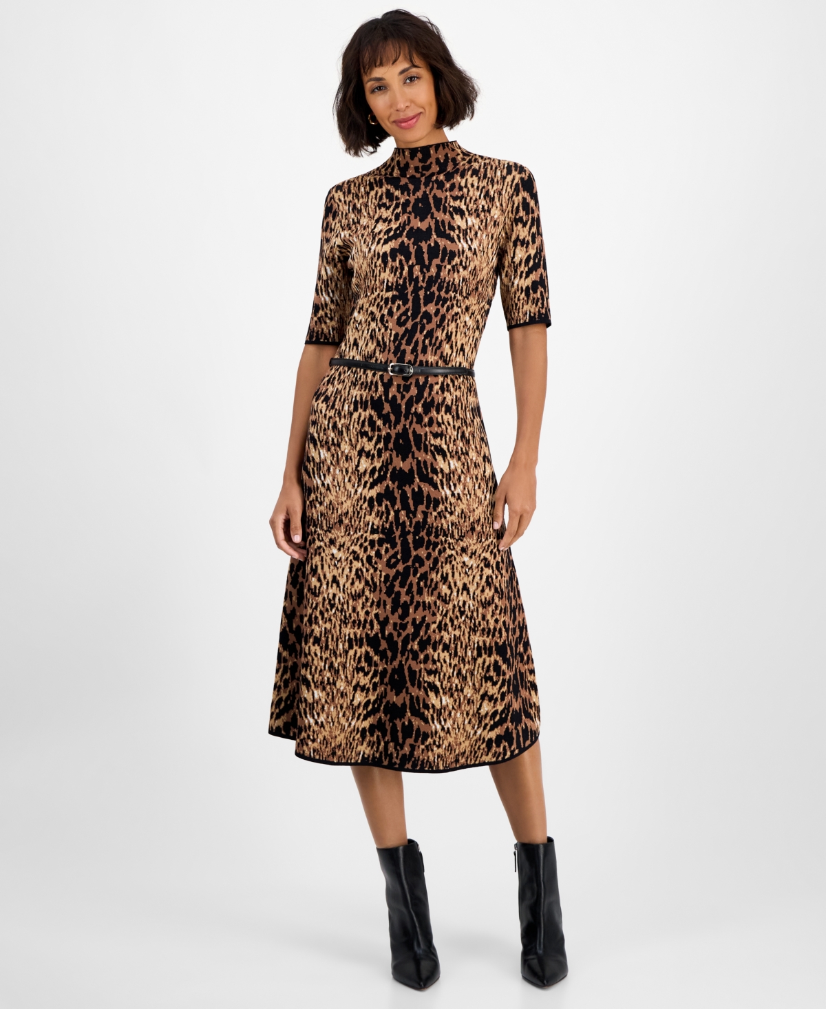 Click here for T Tahari Womens Jacquard Animal-Print Fit & Flare... prices