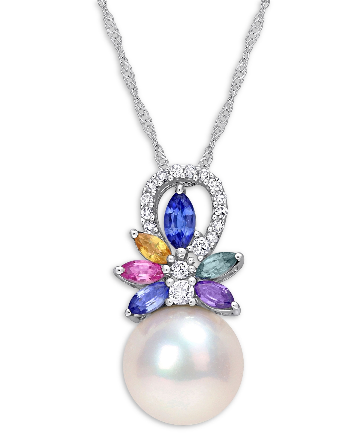 Click here for Cultured Freshwater Pearl (9-1/2mm)  Multi-Sapphir... prices