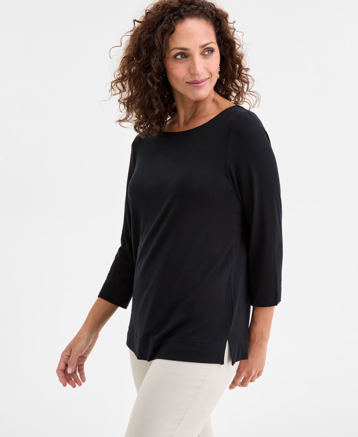 Click here for Jm Collection Womens Boat-Neck 3/4-Sleeve Top  Mac... prices
