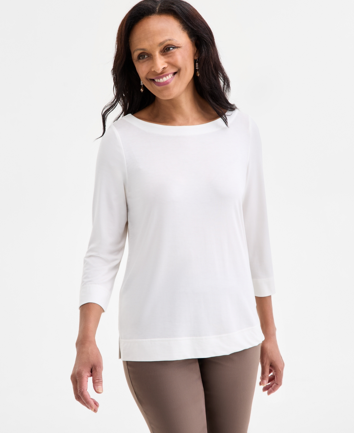 Click here for Jm Collection Womens Boat-Neck 3/4-Sleeve Top  Mac... prices