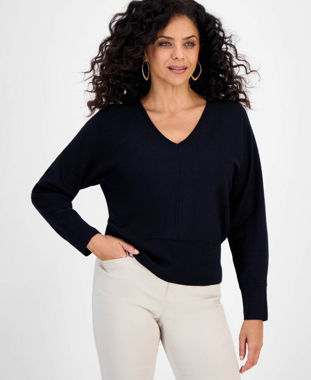 Click here for Jm Collection Womens Dolman-Sleeve V-Neck Sweater... prices