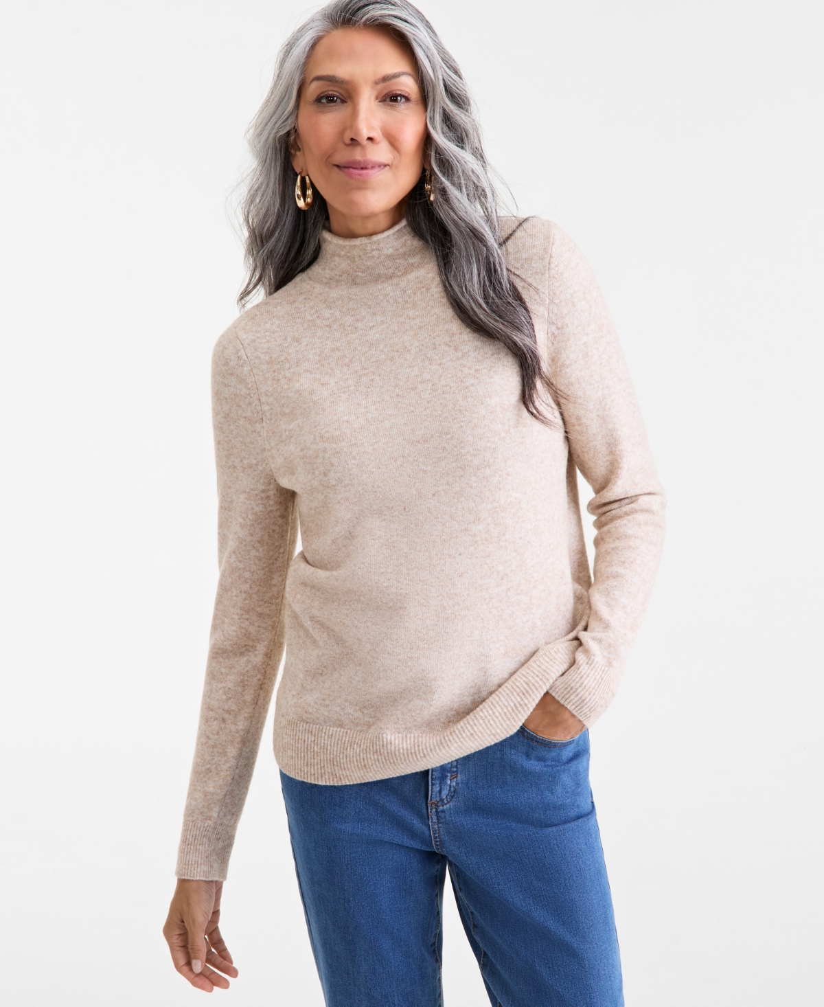 Click here for Style & Co Womens Mock-Neck Sweater  Macys Exclusi... prices
