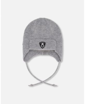 Deux par Deux Baby Unisex Lined Baby Knit Hat with Ears and Strings ...