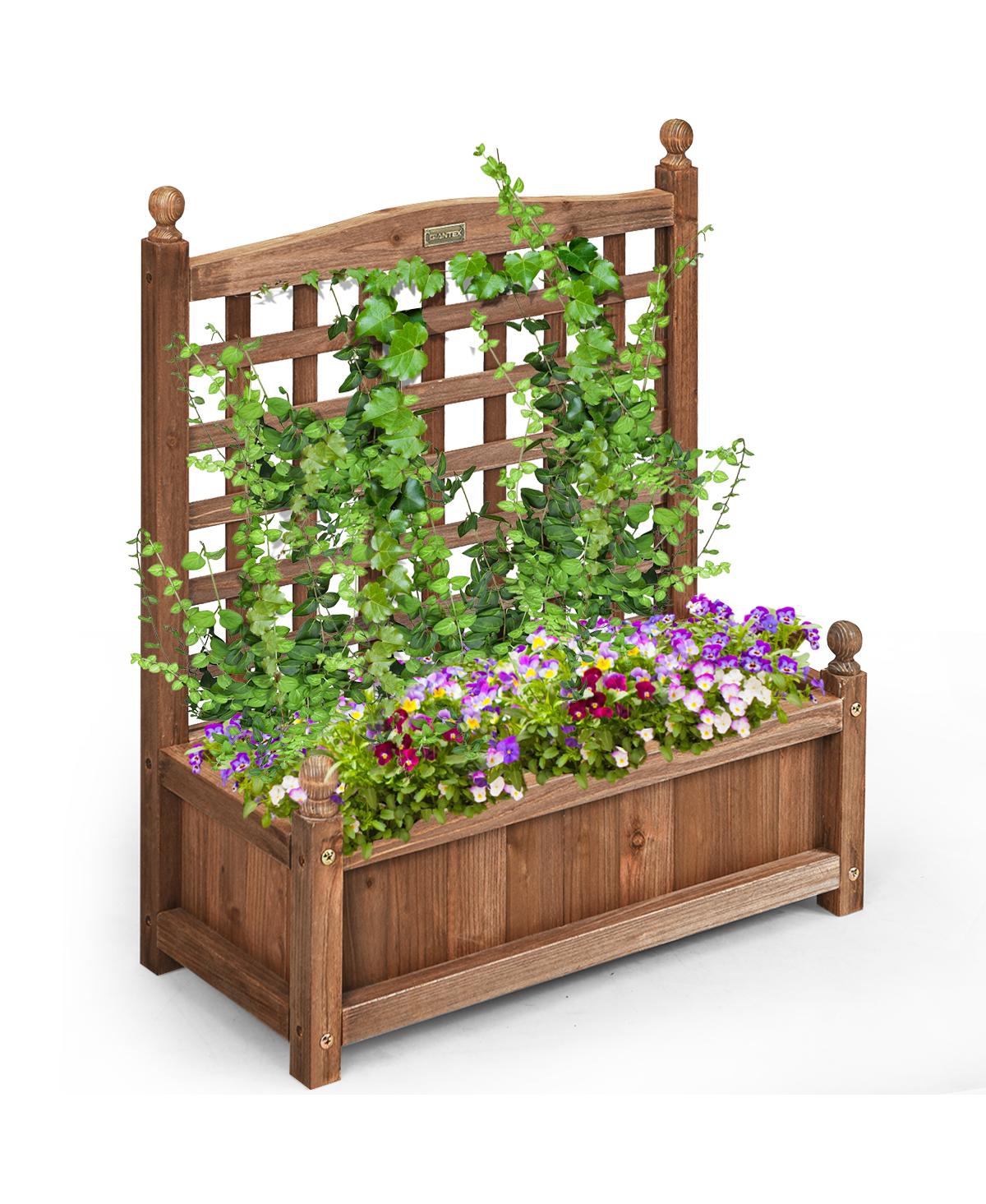 Click here for Costway Solid Wood Planter Box with Trellis Weathe... prices