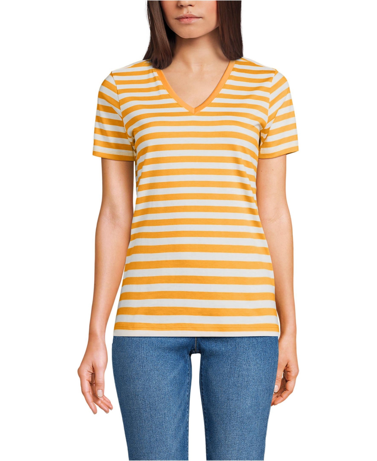 Click here for Lands End Womens Relaxed Supima Cotton V-Neck T-Sh... prices