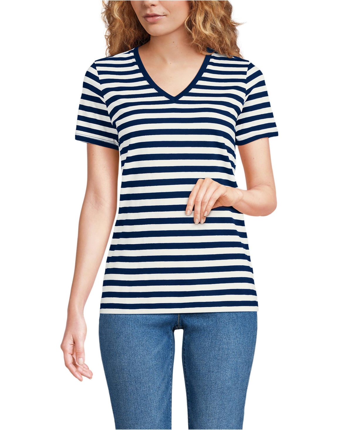 Click here for Lands End Womens Relaxed Supima Cotton V-Neck T-Sh... prices