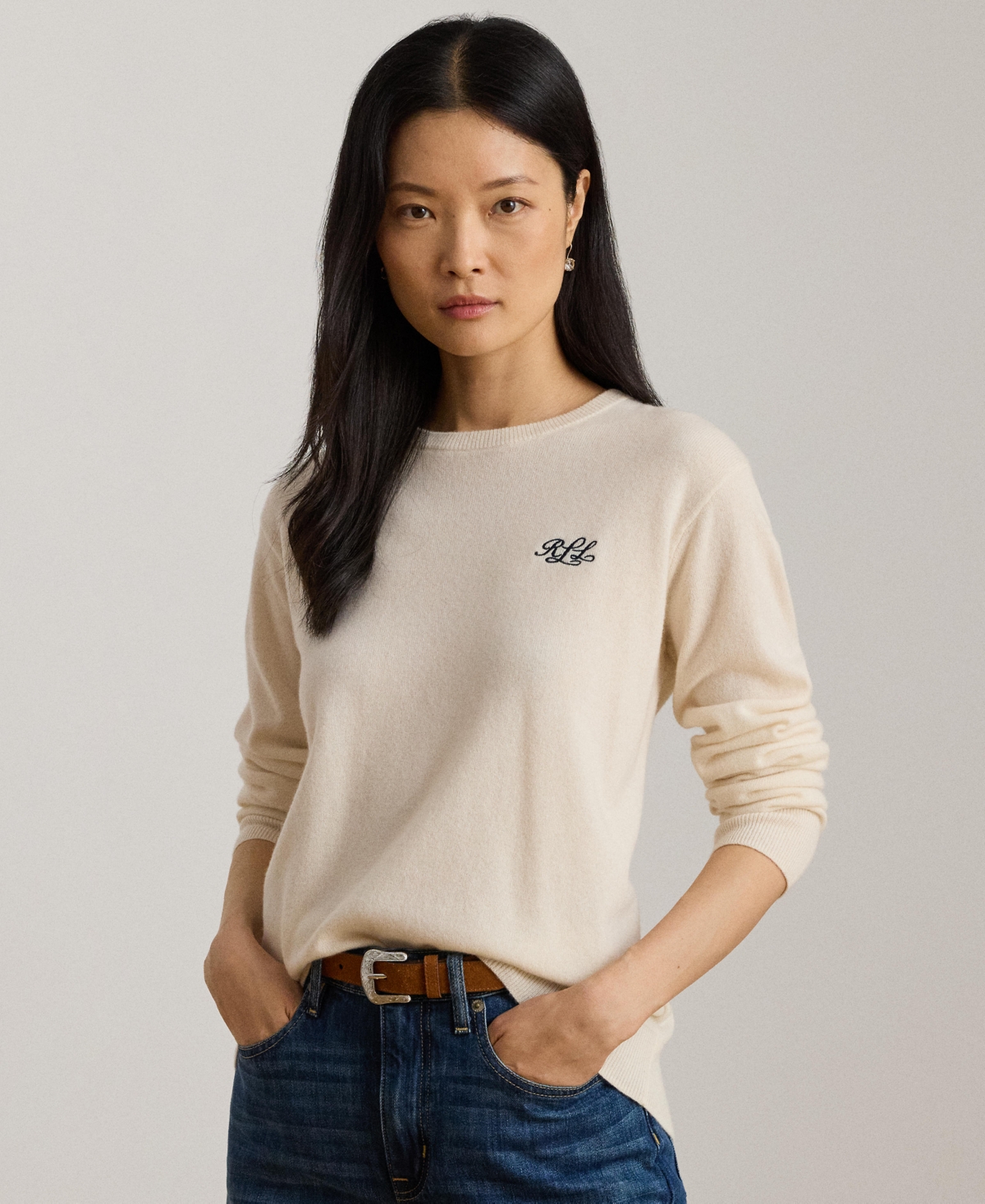 Click here for Lauren Ralph Lauren Womens Embroidered Cashmere Cr... prices