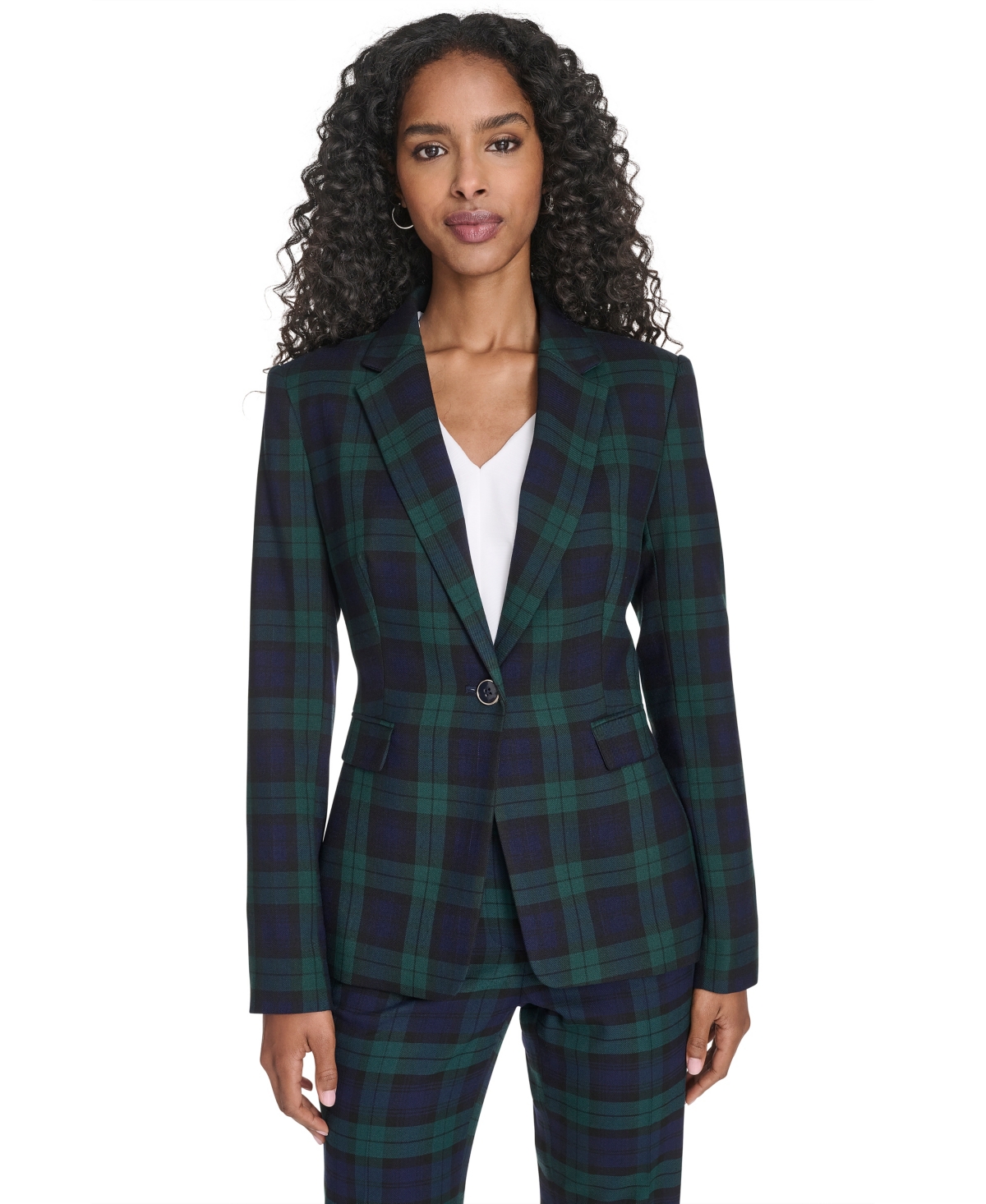 Click here for Tommy Hilfiger Womens Watch Plaid Slim Fit Blazer... prices
