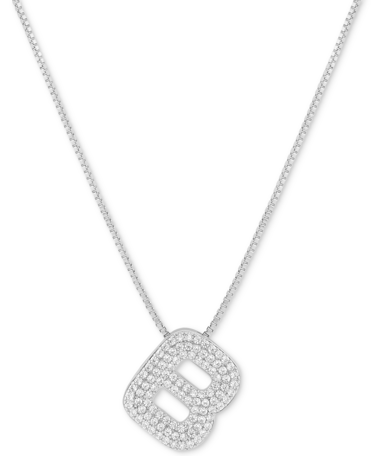 Click here for Cubic Zirconia Bubbly Initial B 18 Pendant Necklac... prices