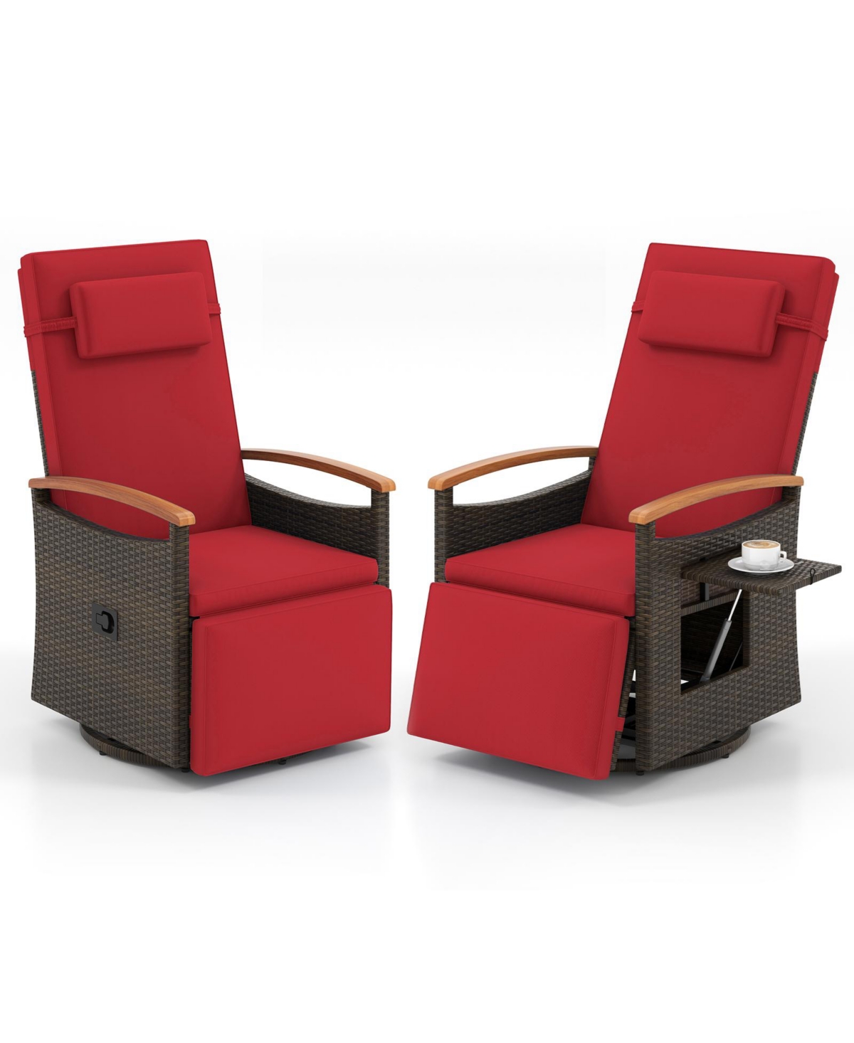 Click here for Gymax Set Of 2 Outdoor 360° Swivel Rattan Rec... prices