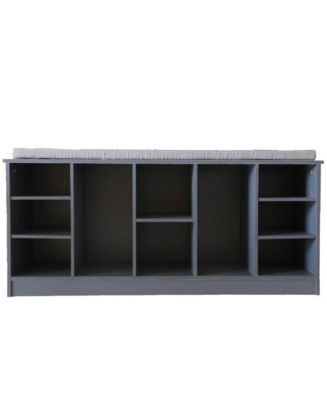 Basicwise Wooden Shoe Cubicle Storage Entryway Bench with Soft Cushion ...