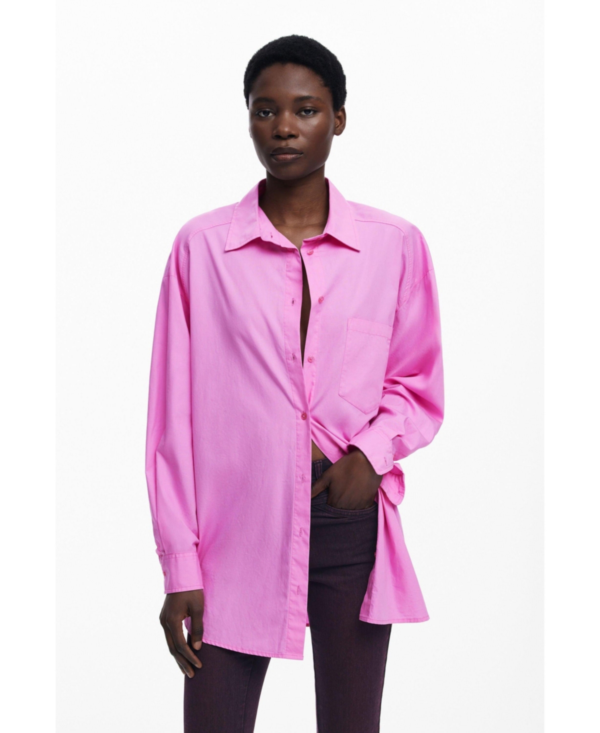 Click here for Desigual Womens Oversized comic strip shirt - Pink prices
