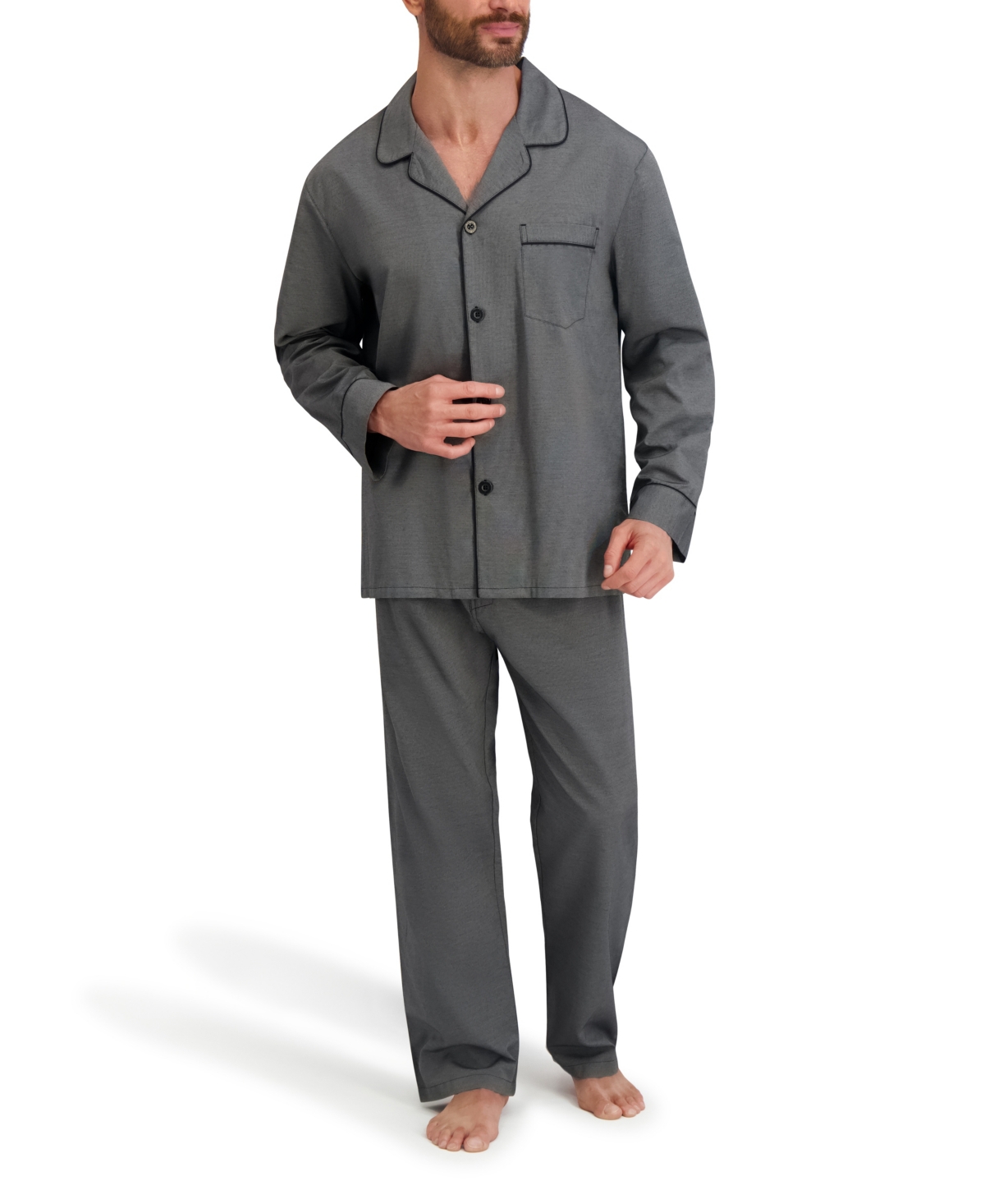 Click here for Hanes Mens Woven Button Down Pajama Sleep Set - Bl... prices