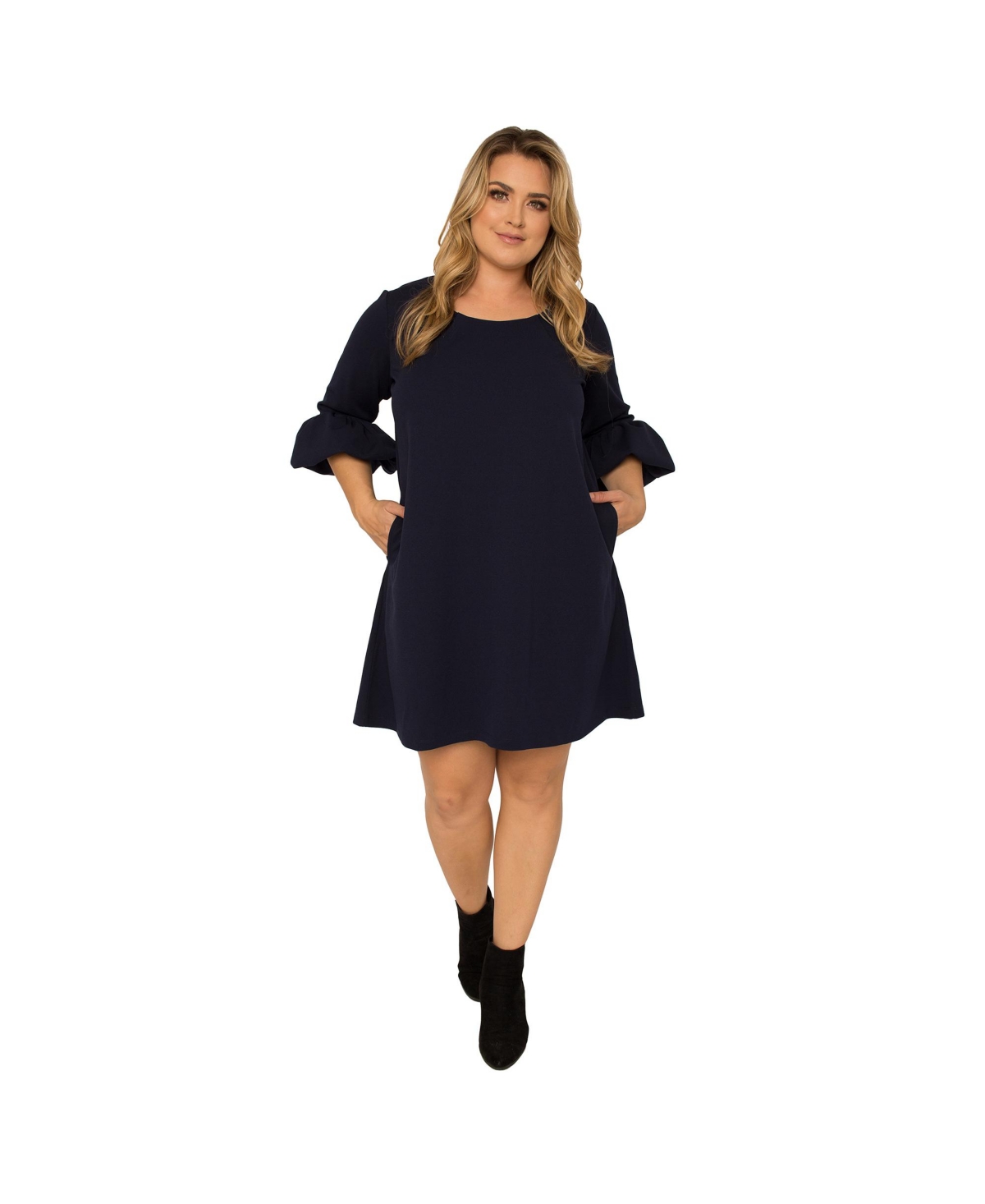 Click here for Knit Balloonsleeve Dress - Navy prices