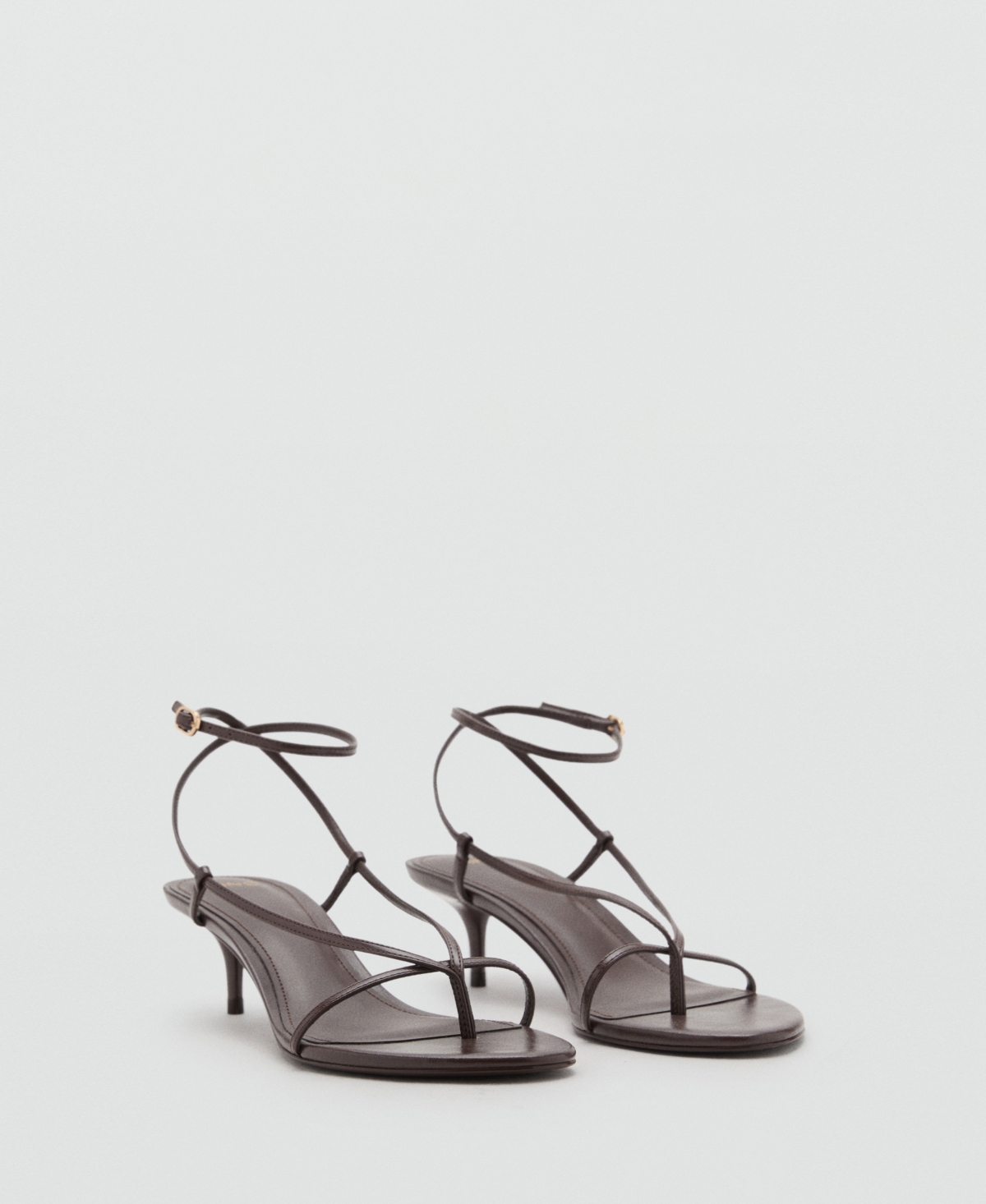 Click here for Mango Womens Thin Strap Heeled Sandals - Chocolate prices